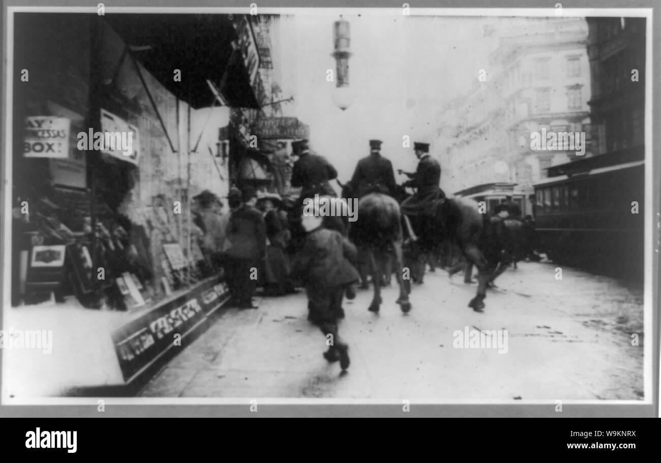 Anarchist riot, police on horseback driving people, Broadway and 14th ...