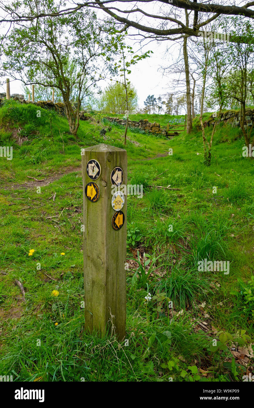 A wooden post footpath waymarker or way marker provided by ...