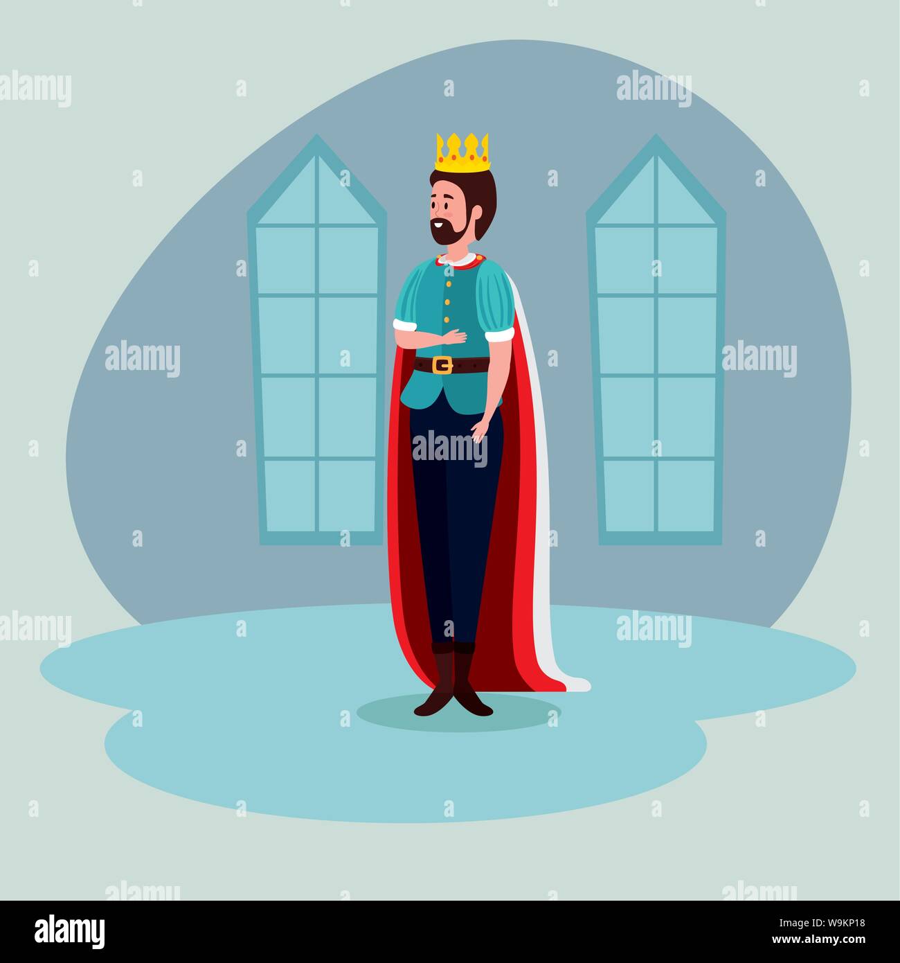 man king with cape and suit in the castle Stock Vector Image & Art - Alamy