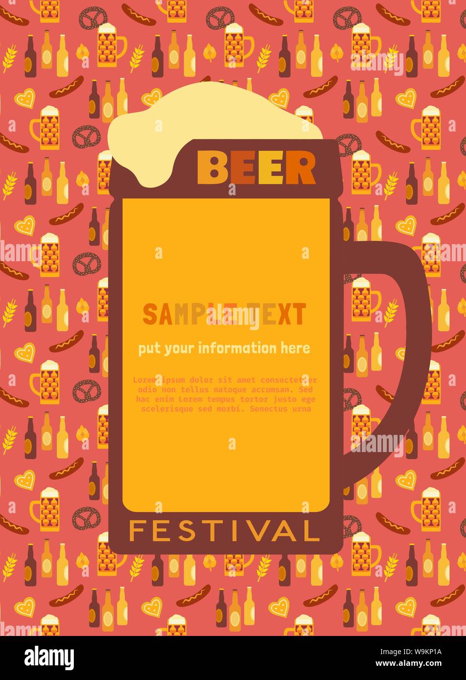 Beer fest hand drawn flat color vector poster template Stock Vector ...