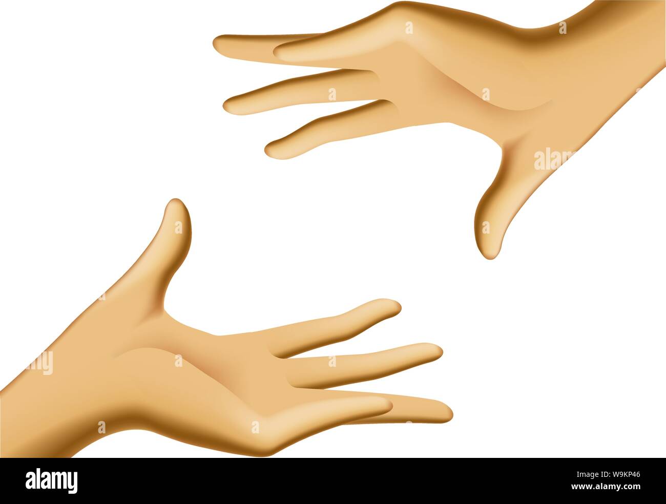 Vector illustration. Realistic hands helping each other. Isolated and ...