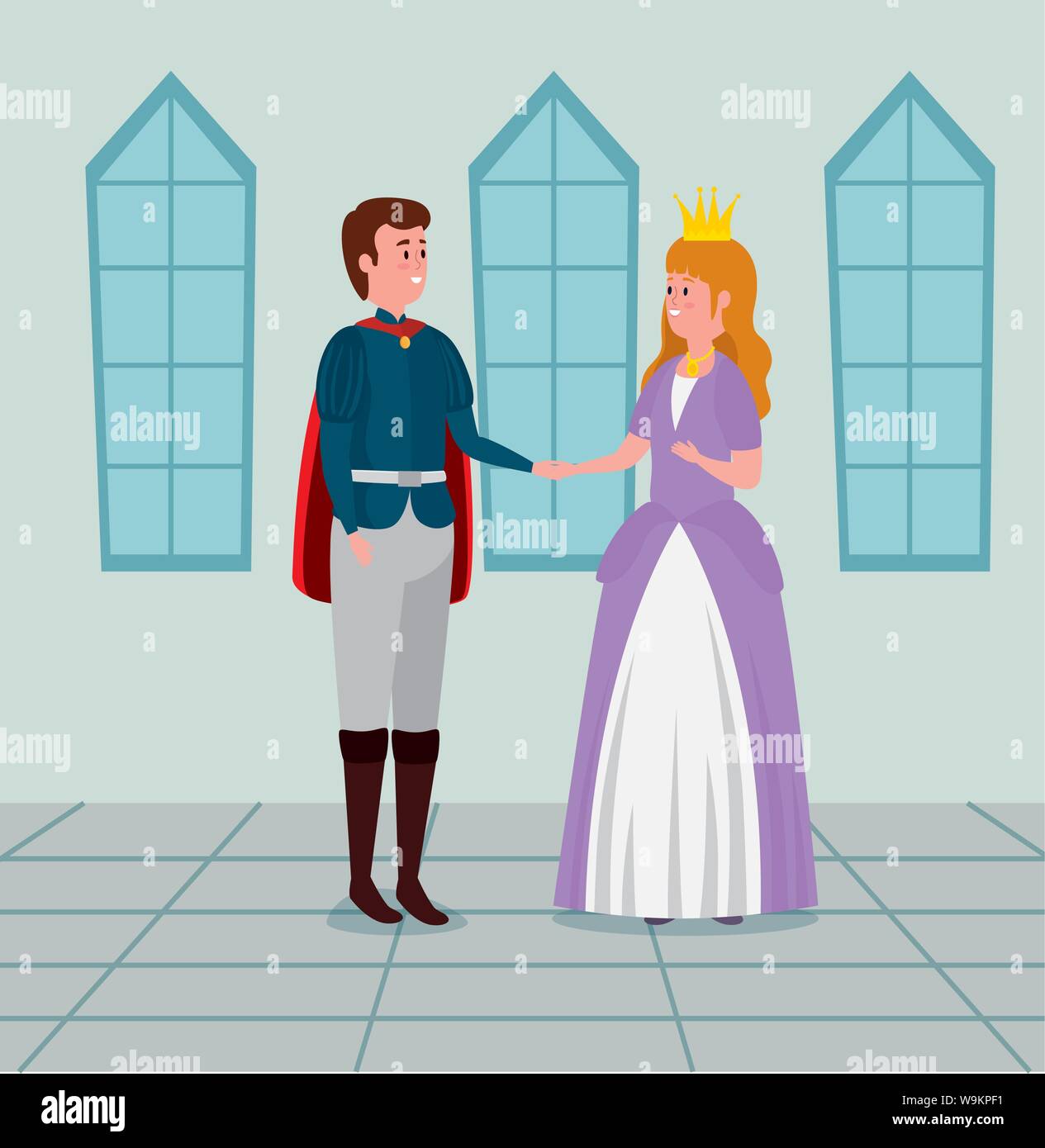Prince And Princess Cartoon Holding Hands