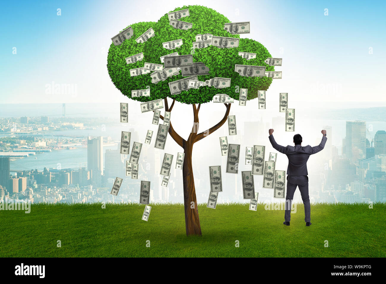 The businessman with money tree in business concept Stock Photo - Alamy