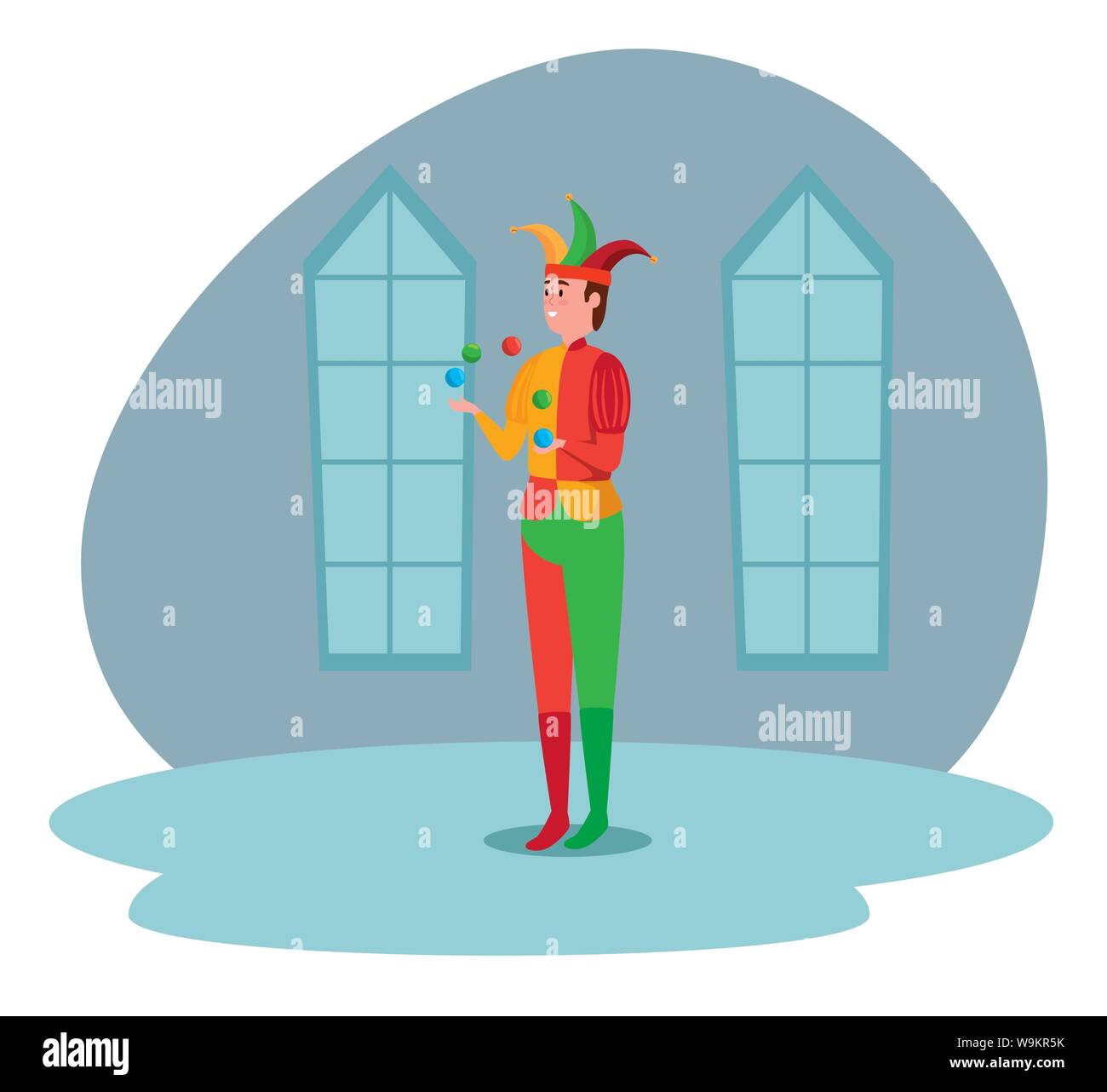 man joker with costume in the castle and windows Stock Vector Image ...