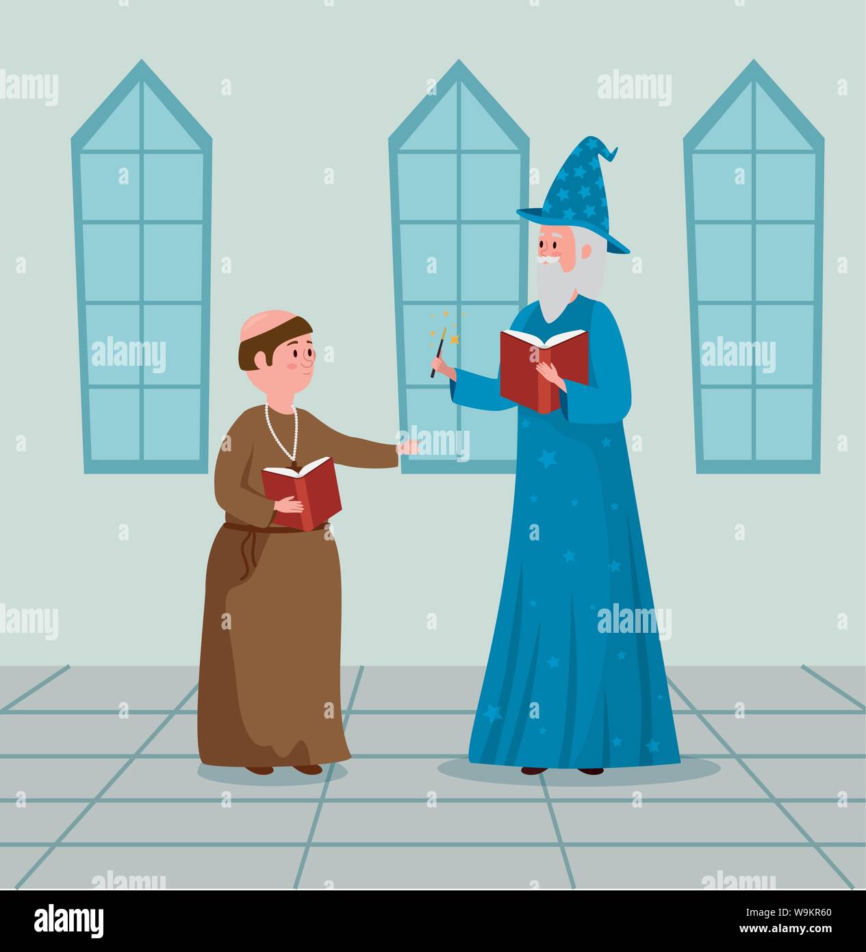 Medieval monk cartoon hi-res stock photography and images - Alamy