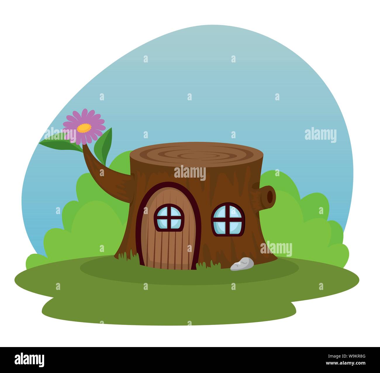 Beauty tree house woman Stock Vector Images - Alamy