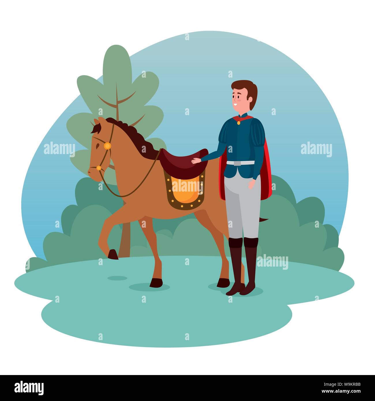 boy prince with cape and royal horse Stock Vector Image & Art - Alamy