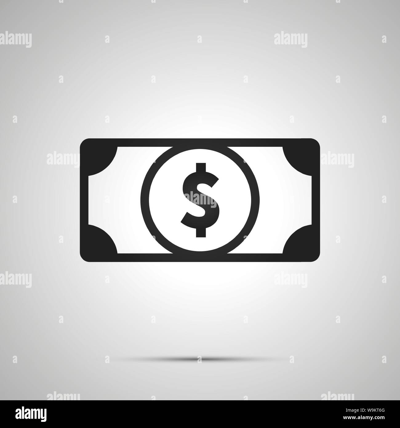 Abstract money banknote with dollar sign, simple black icon with shadow ...
