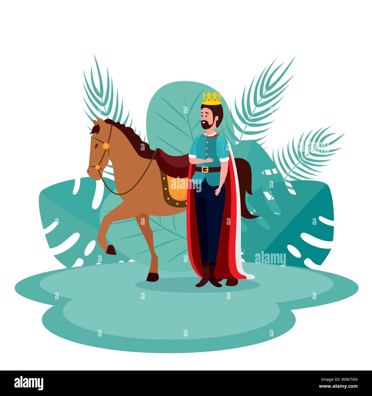 king with crown and cape with royal horse Stock Vector Image & Art - Alamy