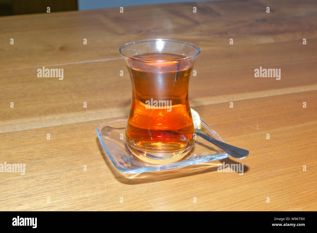 Black turkish tea in pear shape glass, traditional Azerbaijani aromatic ...