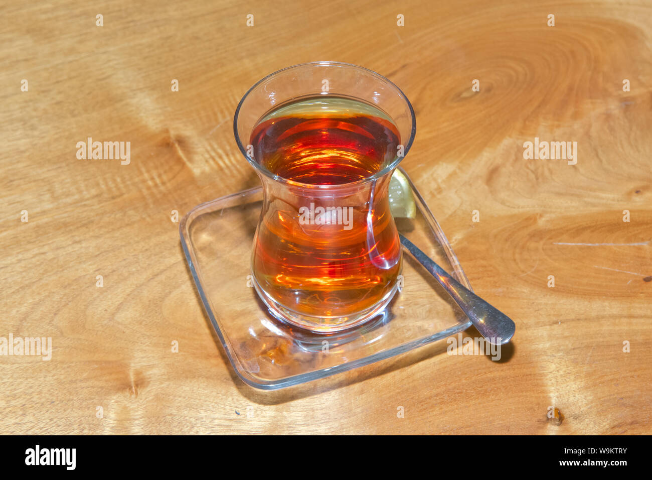 Black turkish tea in pear shape glass, traditional Azerbaijani aromatic ...
