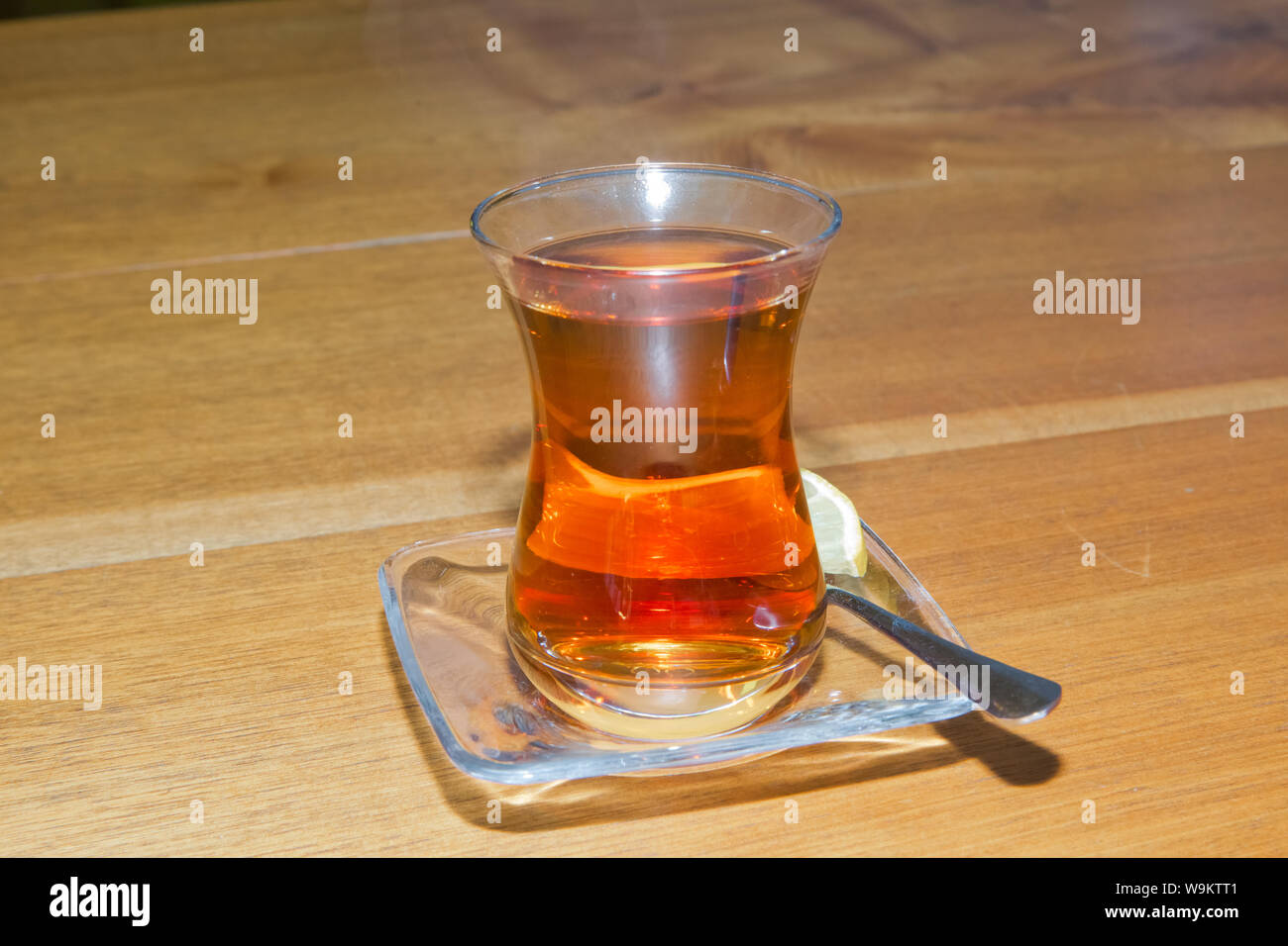 Black turkish tea in pear shape glass, traditional Azerbaijani aromatic ...