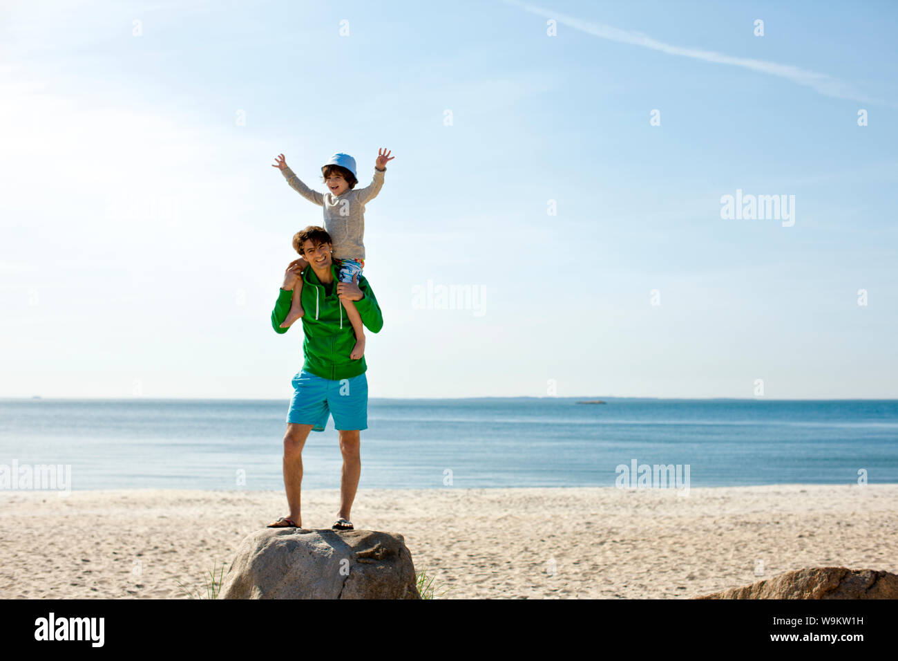 Father and young son have fun at beach Stock Photo - Alamy