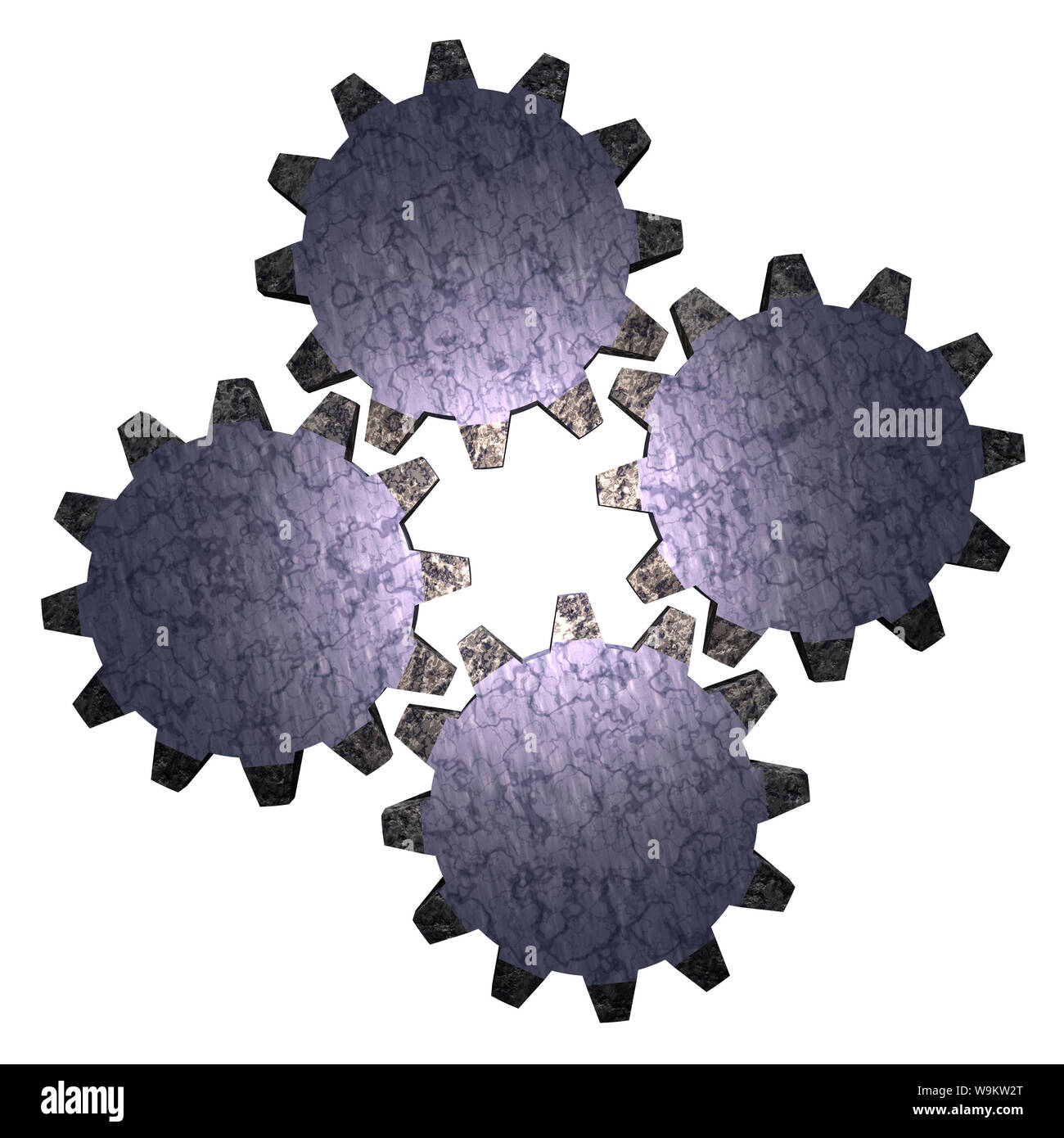 set of three gears on white background Stock Photo - Alamy