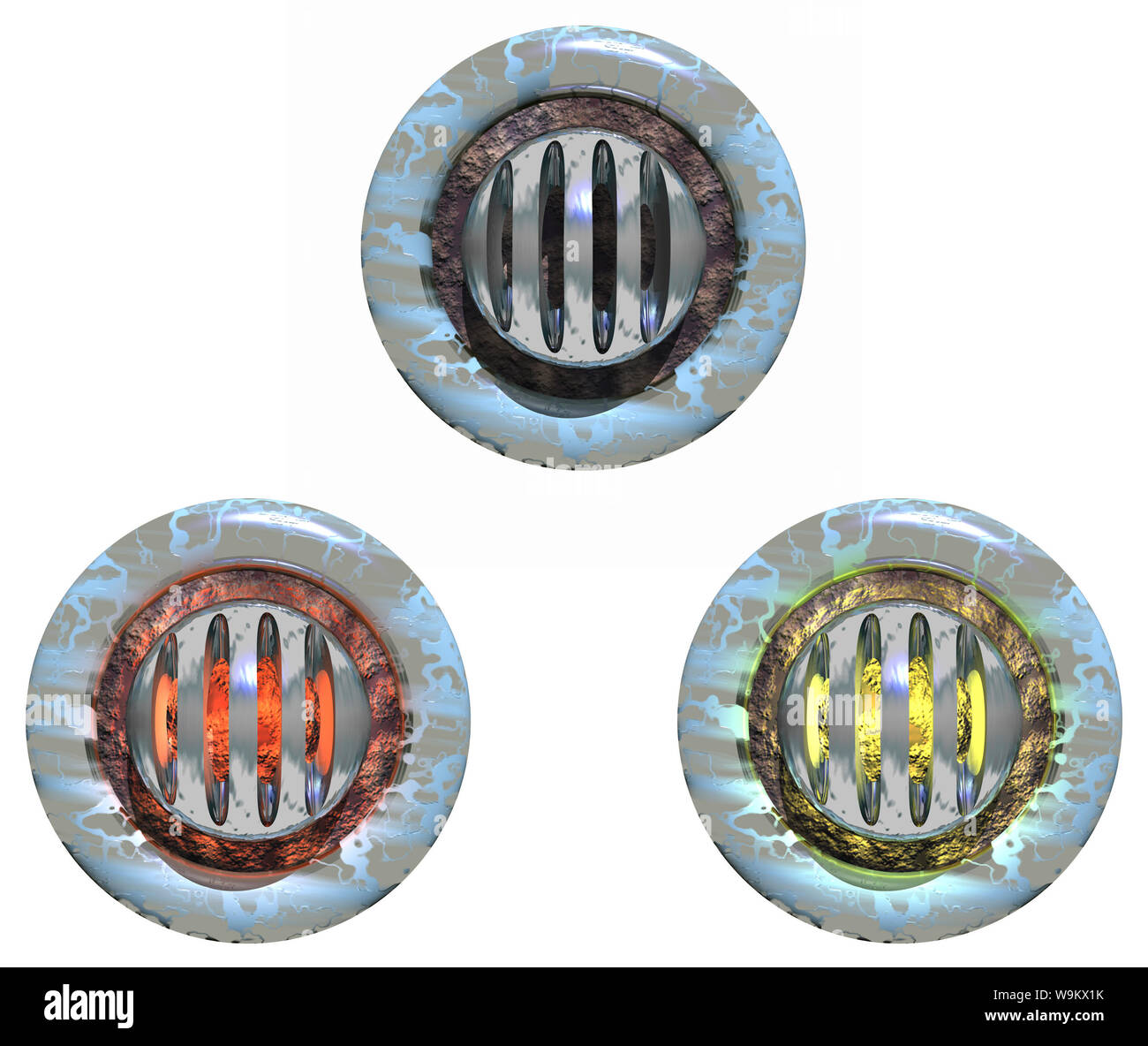 Metal and stone button series with three states and inner glow. Have a ...