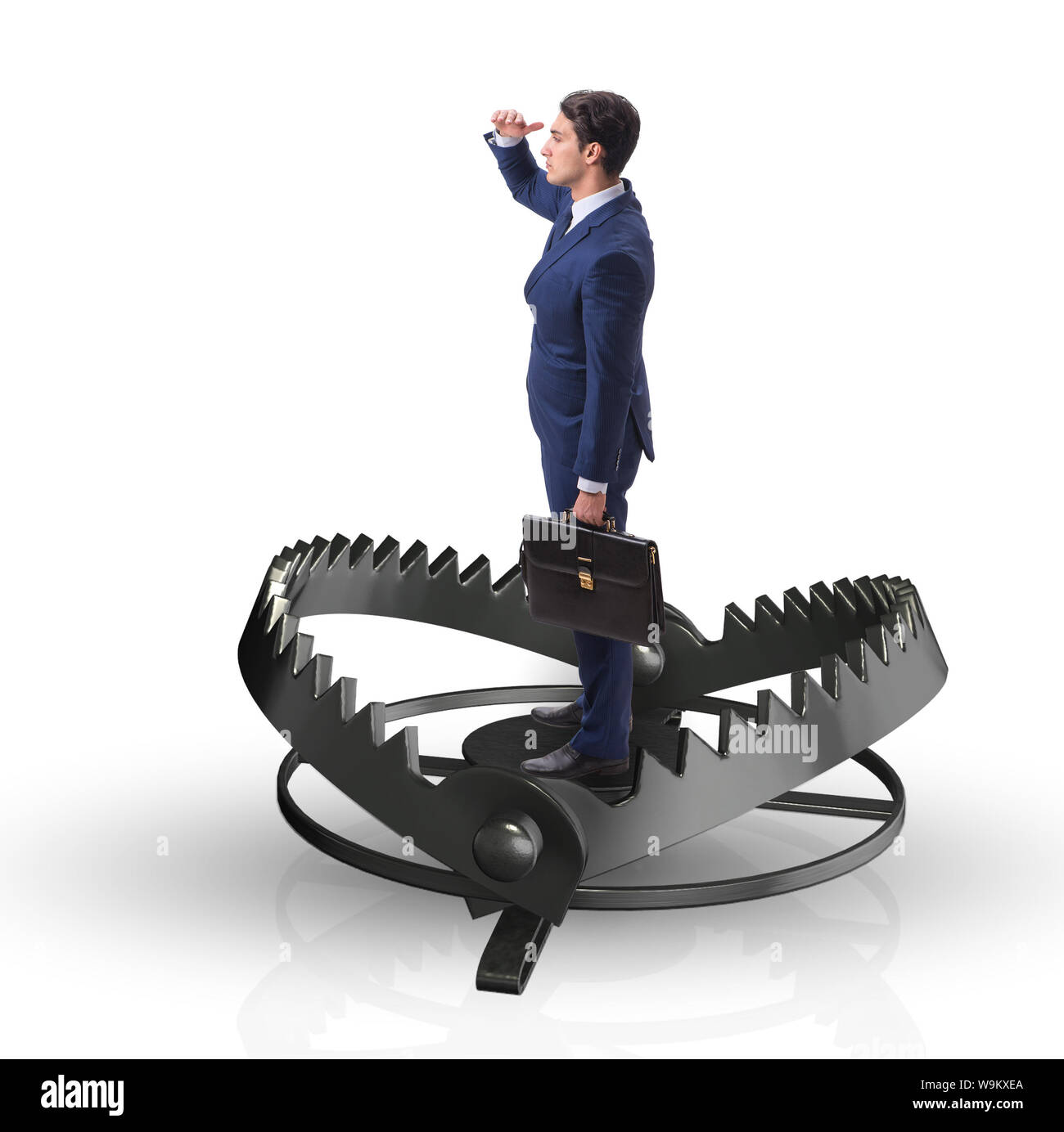 The man caught in mouse trap in risk business concept Stock Photo - Alamy