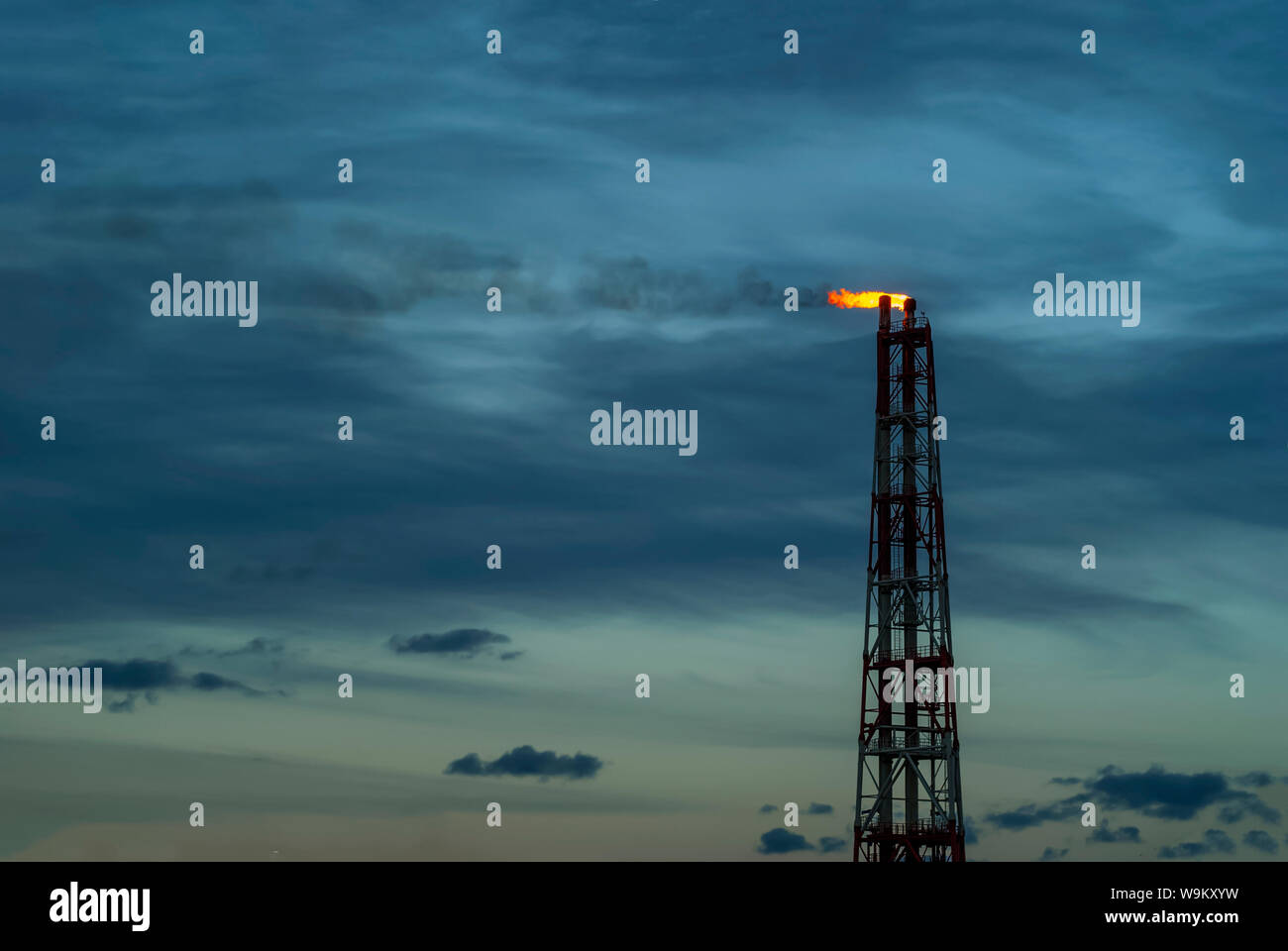 industrial flare for the combustion of associated petroleum gas against ...