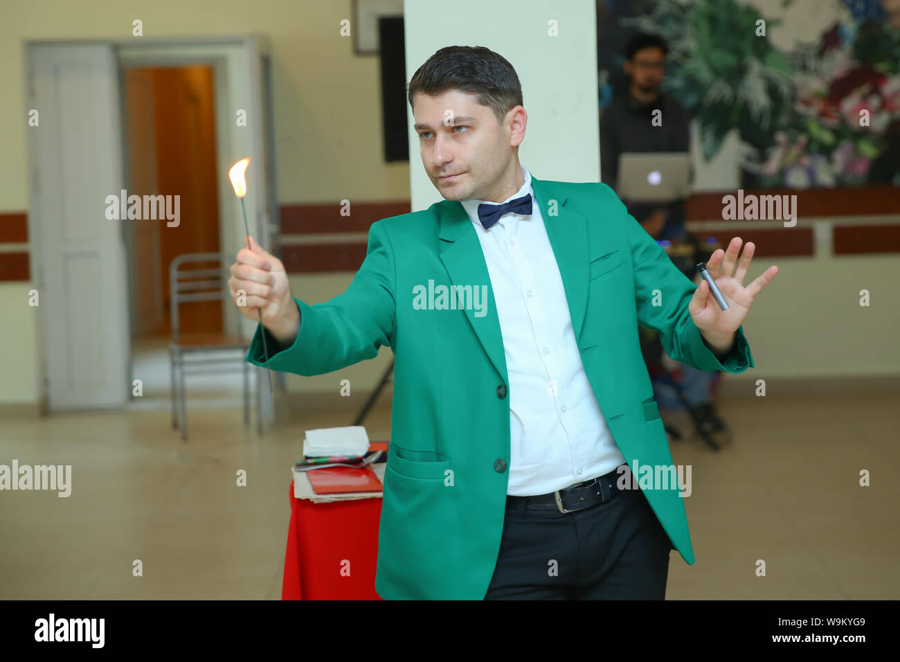 Magician with dove, Juggler man, Funny person, Black magic, Illusion ...