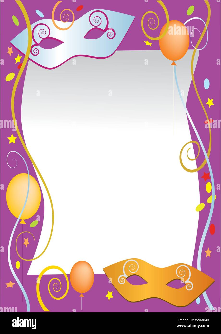 Carnival decorative frame with ballons and masks.Place for your text or ...