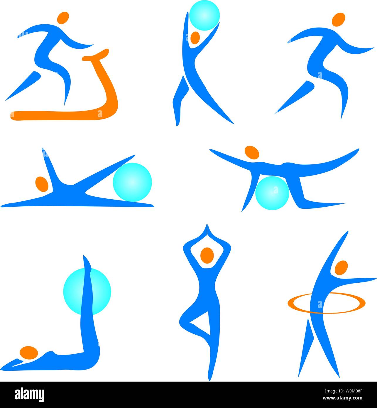 Fitness icons. Set of colorful sport symbols.Isolated on white ...