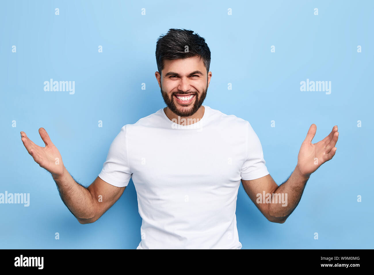 happy successful man rejoicing at big sales on clothes, happiness ...