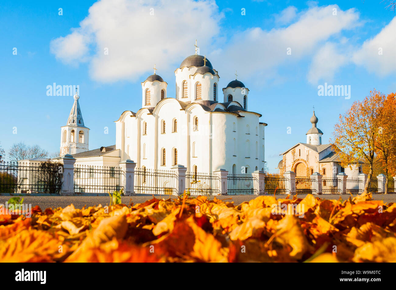 Veliky Novgorod, Russia. Panoramic view of churches at Yaroslav ...