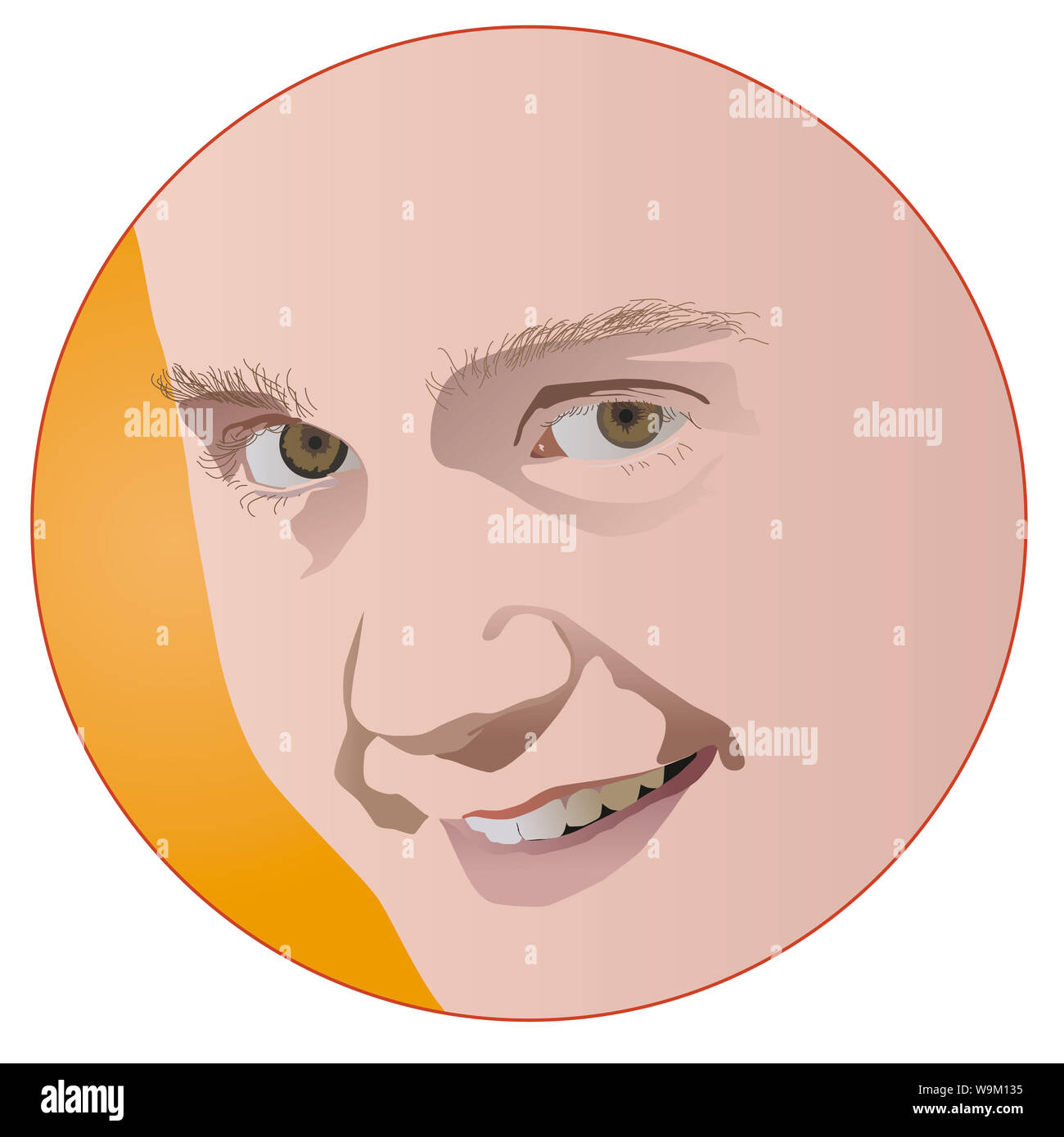 Illustration of man's smiling face inside of a circle Stock Photo - Alamy
