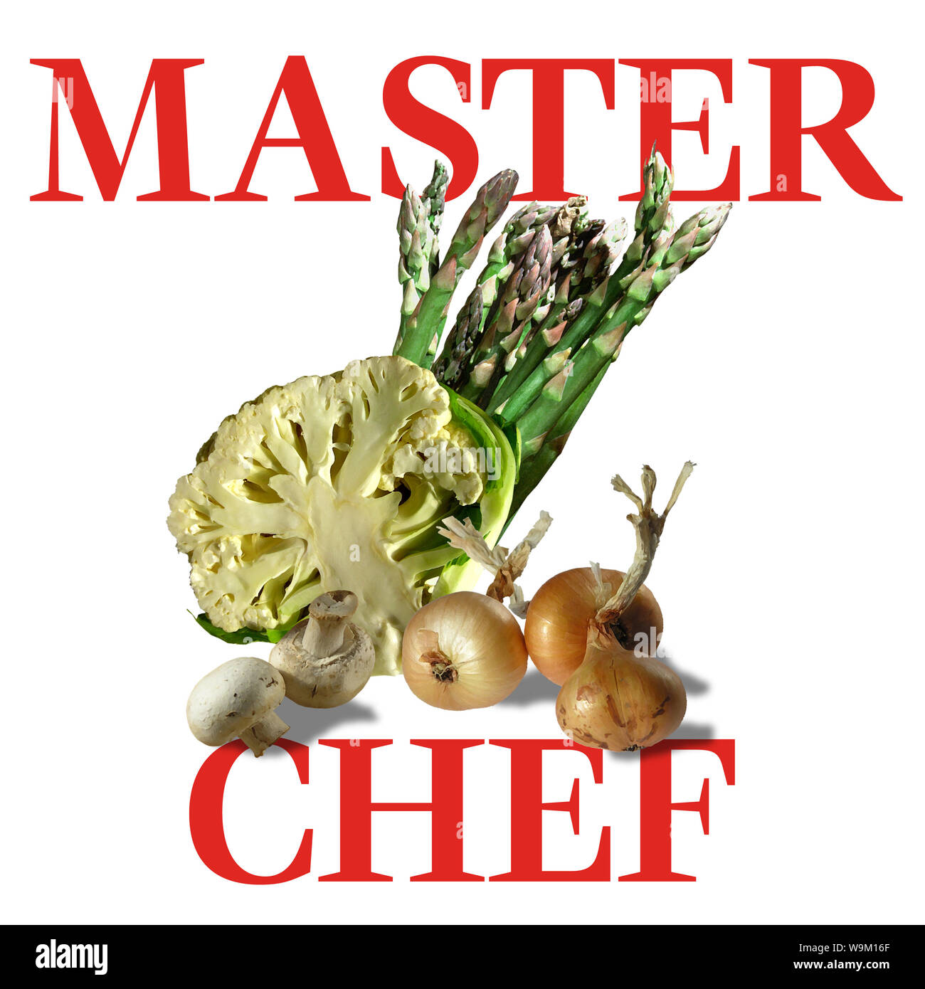 Illustration of vegetables with wording "Master Chef Stock Photo - Alamy