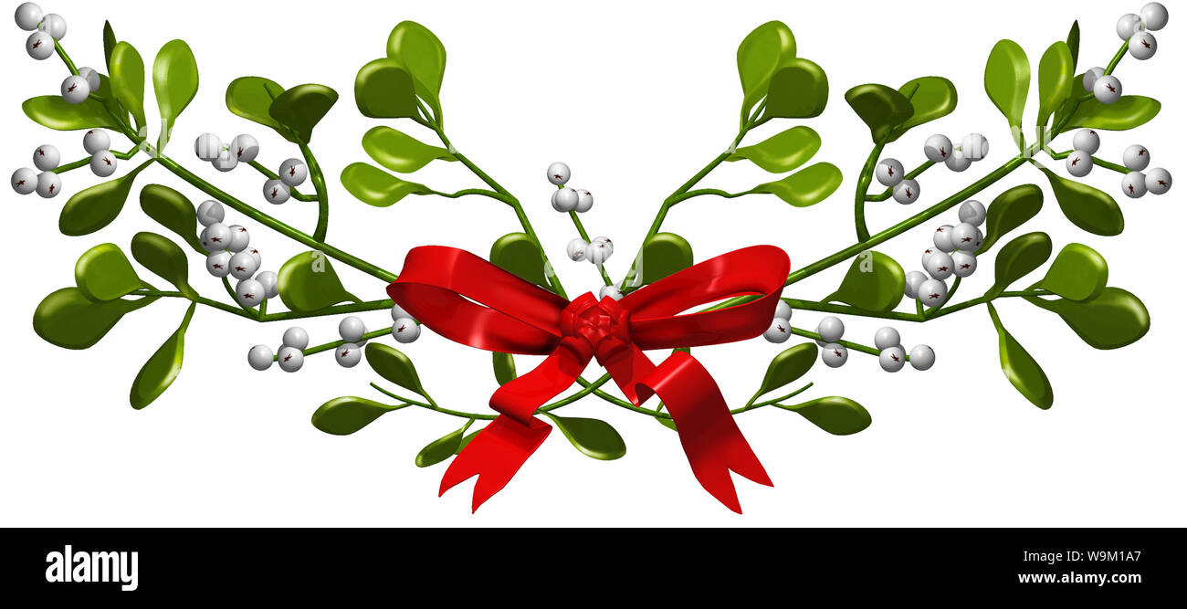 illustration of mistletoe with ribbon Stock Photo - Alamy