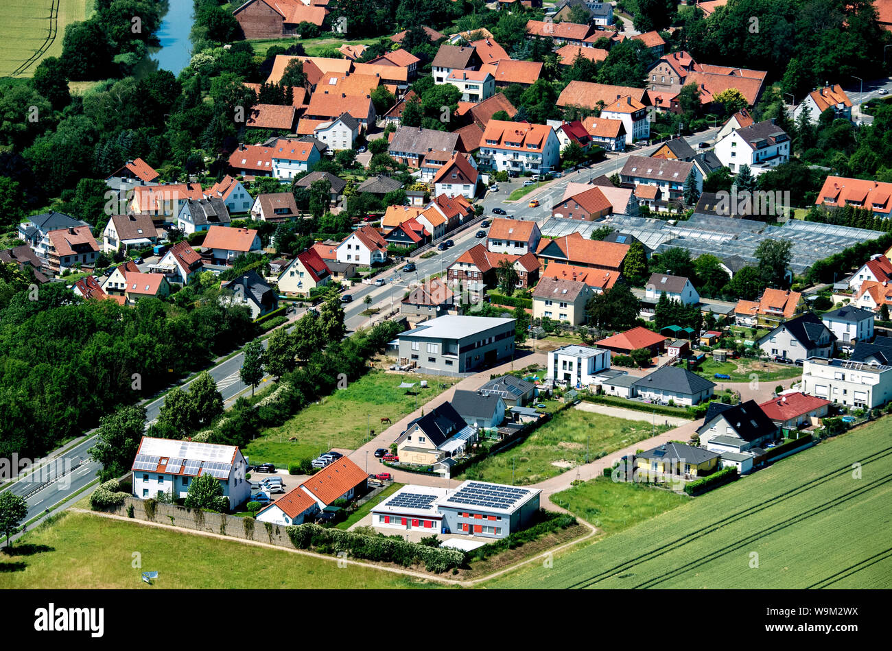 Giesen, Germany. 25th June, 2019. Residential buildings are located in ...