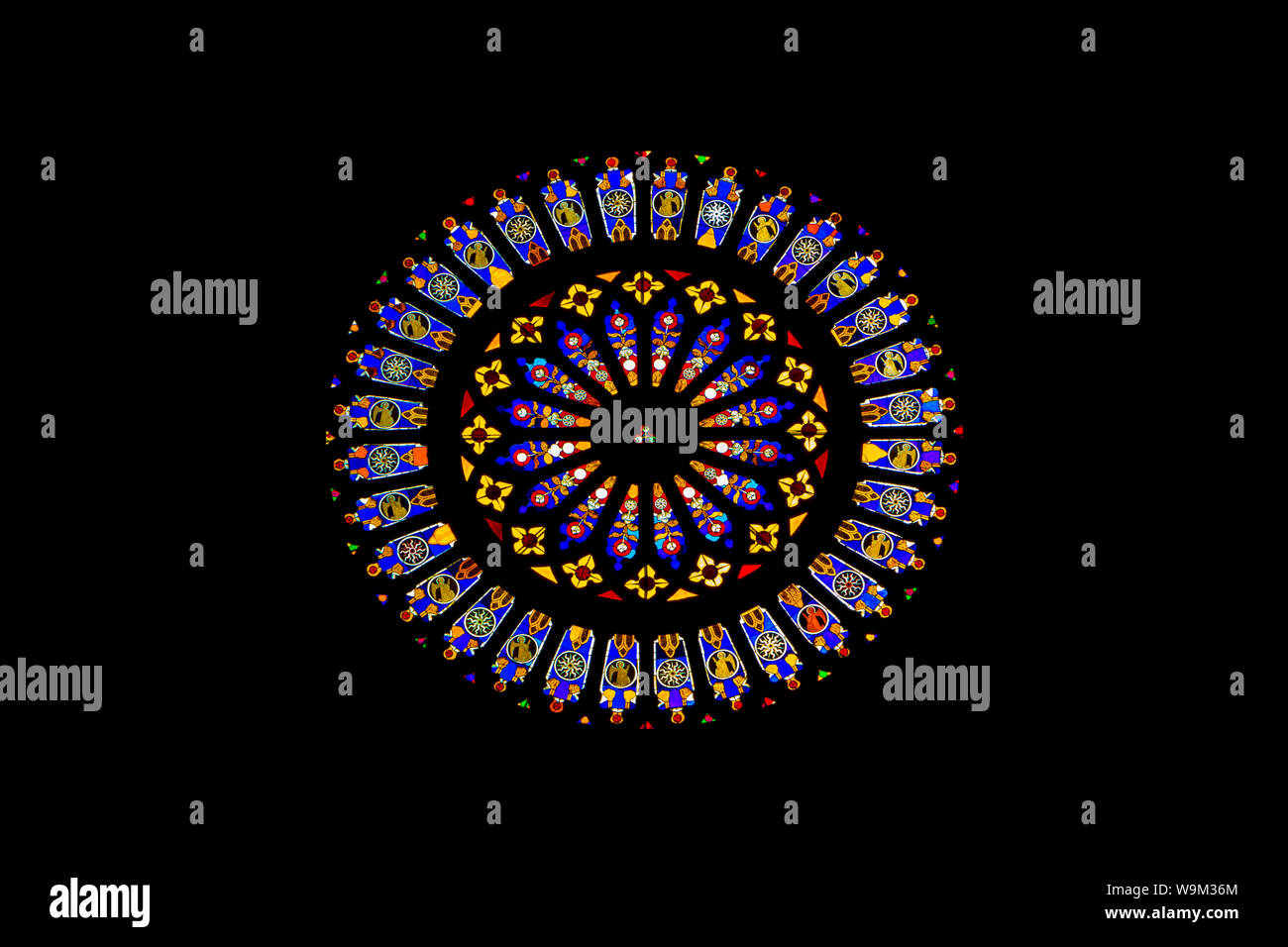 Como, Italy - March 10, 2019: Stained sun shaped glass windows in ...