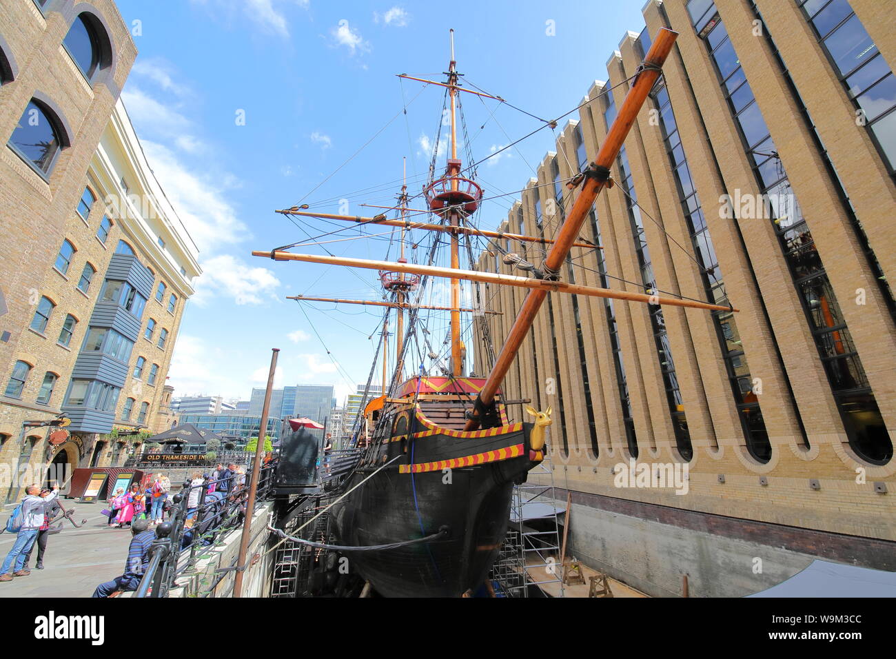 People visit Golden Hinde old ship museum London UK Stock Photo - Alamy