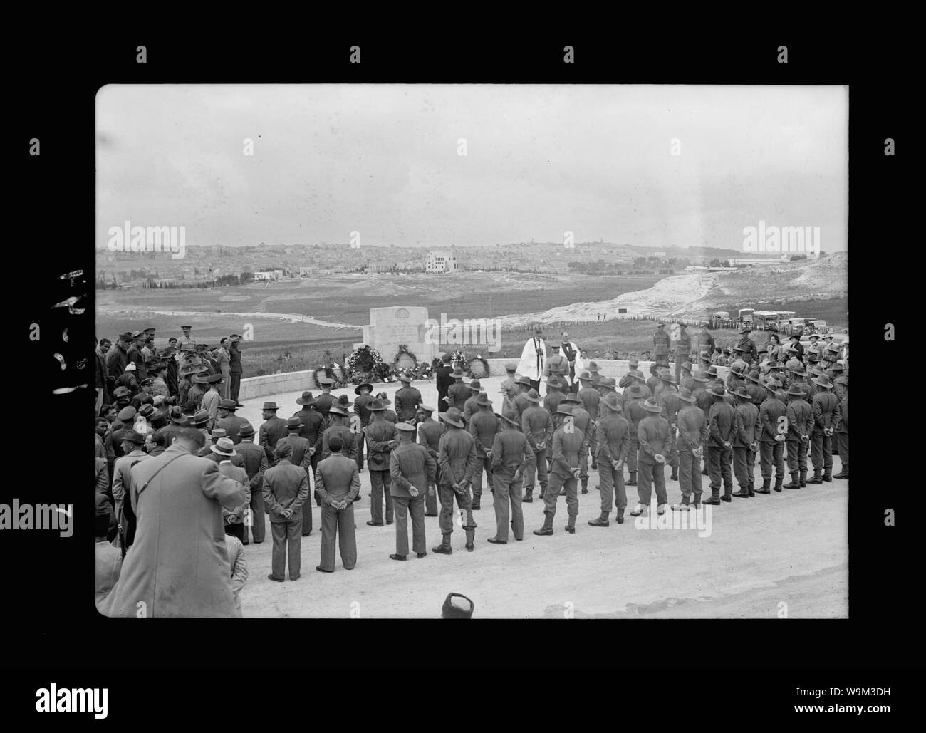 Anzac Celebration, Ap. 25, 1941 at war cemetery. Gathering of ...