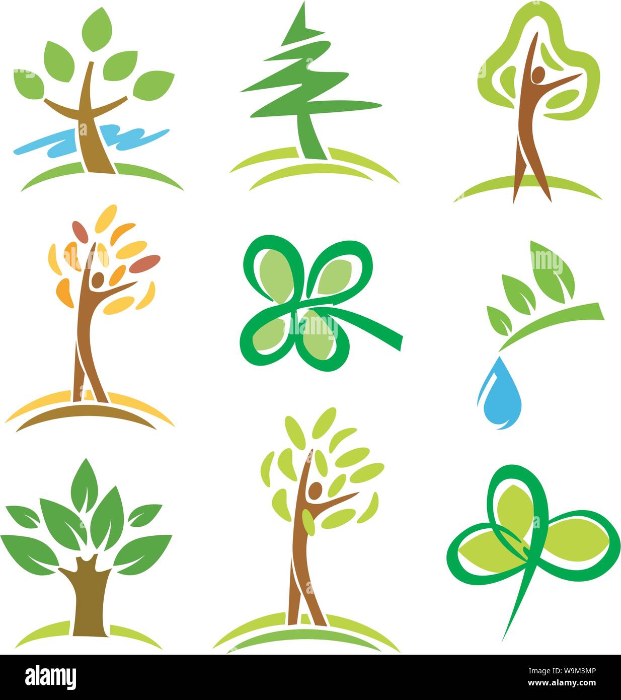 Icons trees plant Set of colorful Icons, trees plant nature. Vector ...