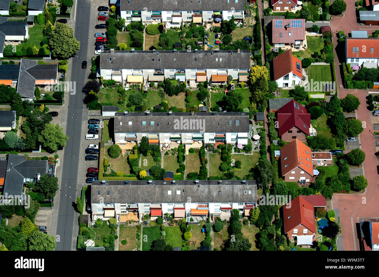 Hemmingen, Germany. 25th June, 2019. Terraced houses are located in a ...