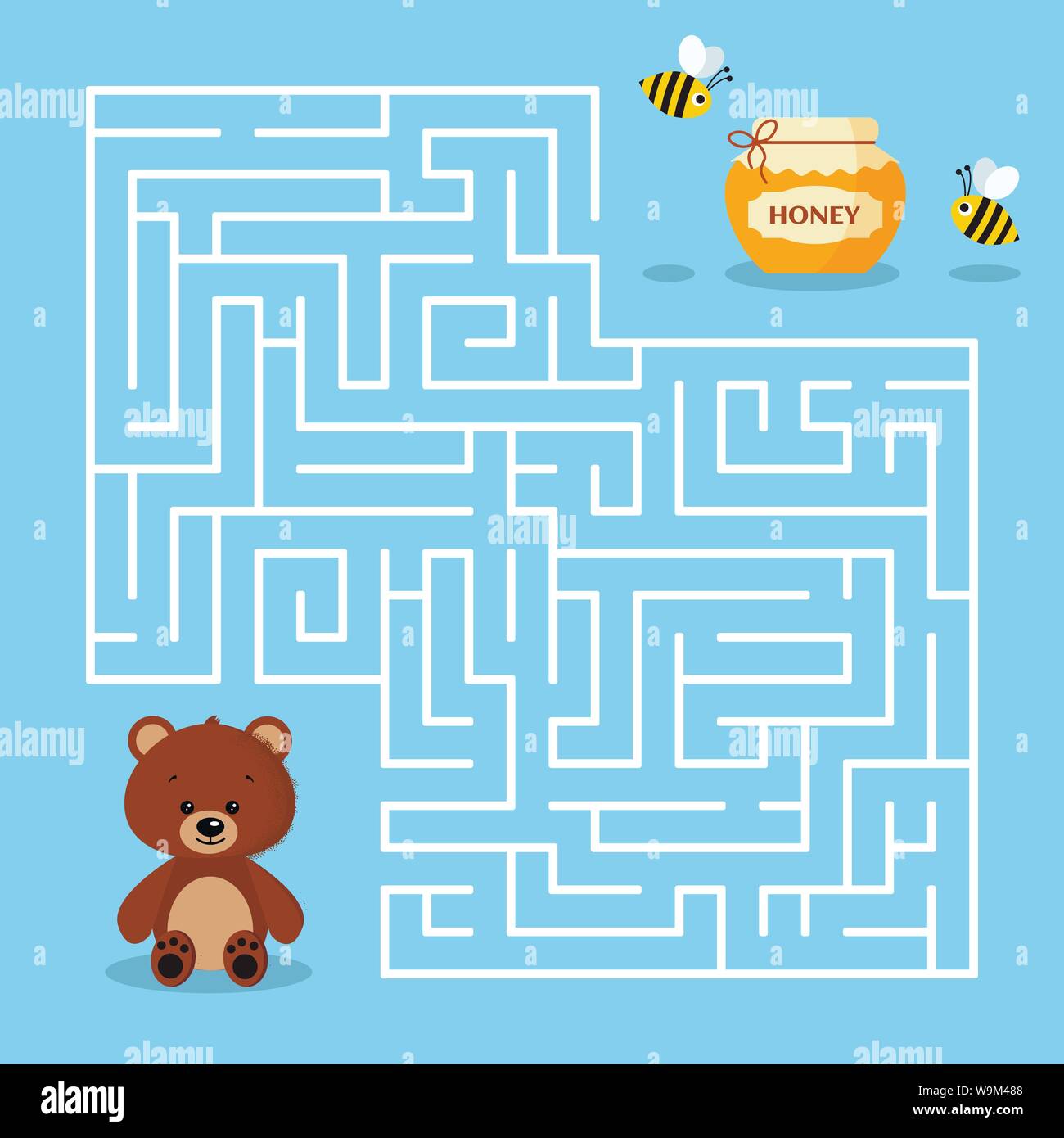 Maze game for the preschool children with a labyrinth Cartoon cute ...