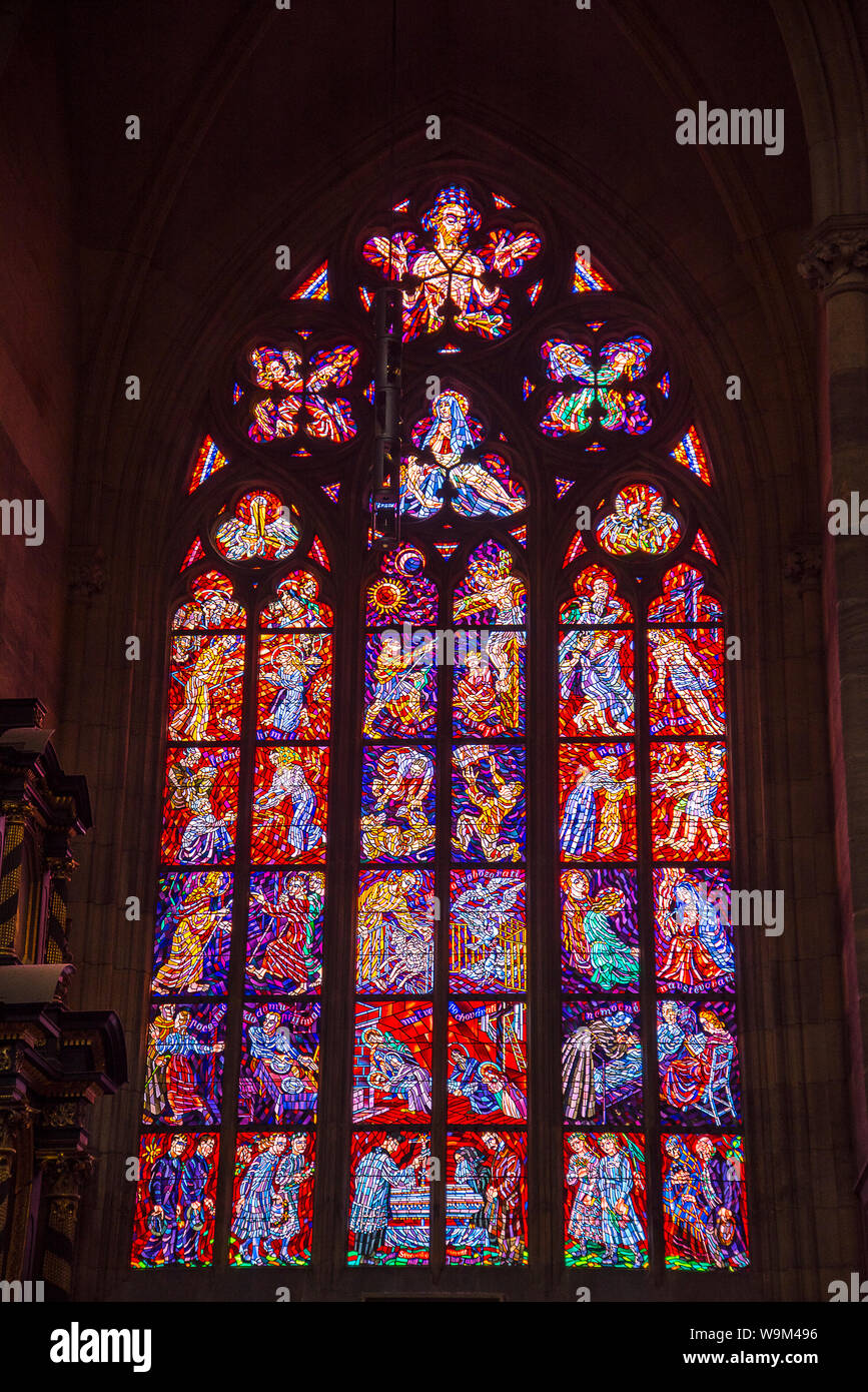 The beautiful Stained glass windows of the Cathedral of St Vitus in ...