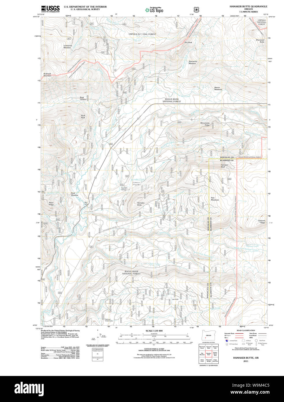 USGS Topo Map Oregon Hamaker Butte 20110722 TM Restoration Stock Photo ...