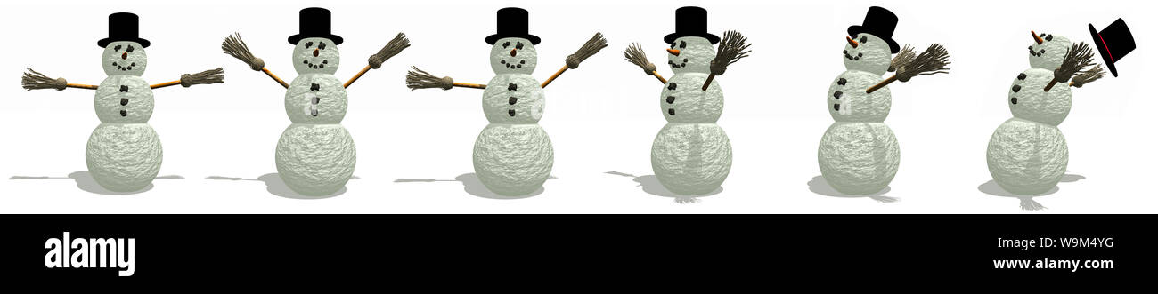 Snowman Border with wind blowing, Illustration Stock Photo - Alamy