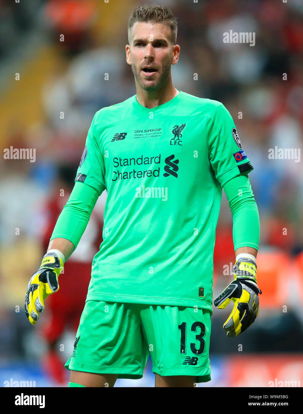 Liverpool goalkeeper Adrian during the UEFA Super Cup Final at Besiktas Park, Istanbul Stock ...