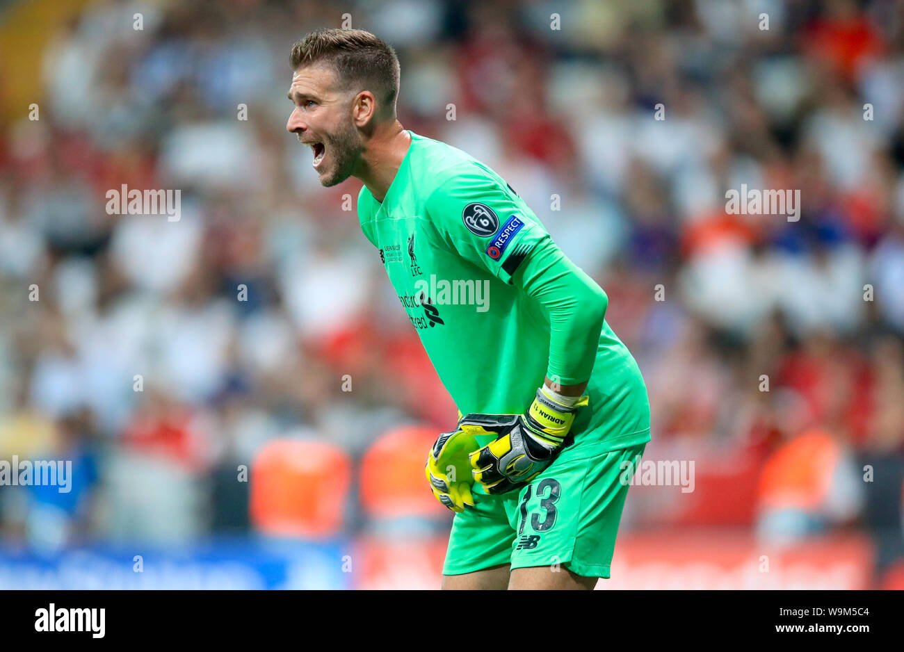 Liverpool goalkeeper Adrian during the UEFA Super Cup Final at Besiktas ...
