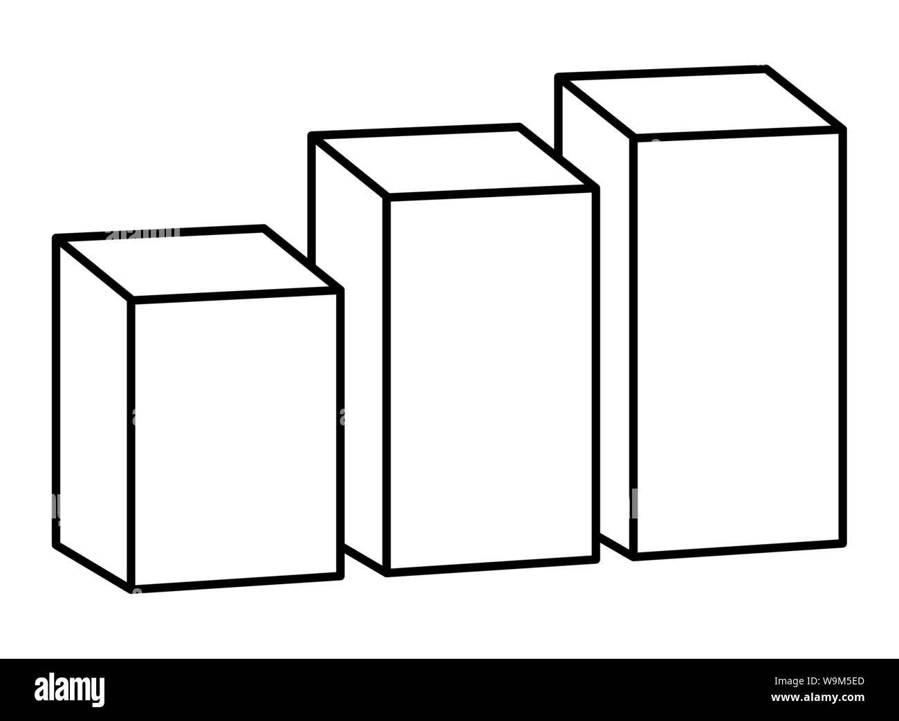 Isometric statistics bars graphic symbol in black and white Stock ...