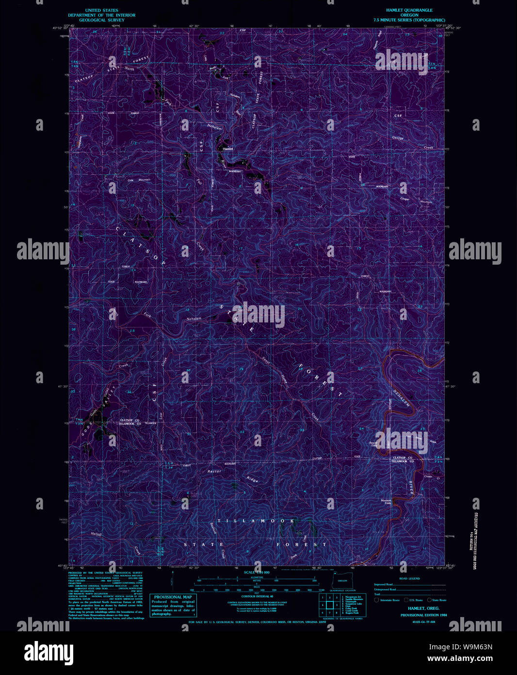 USGS Topo Map Oregon Hamlet 280134 1984 24000 Inverted Restoration ...