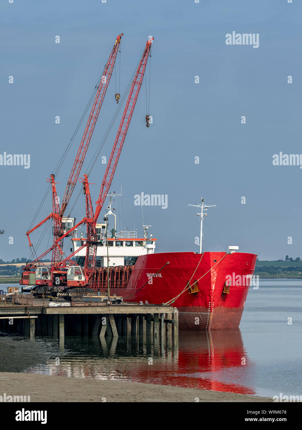 ROCHFORD, ESSEX, UK - JULY 25, 2018: Small cargo freighter ship ...
