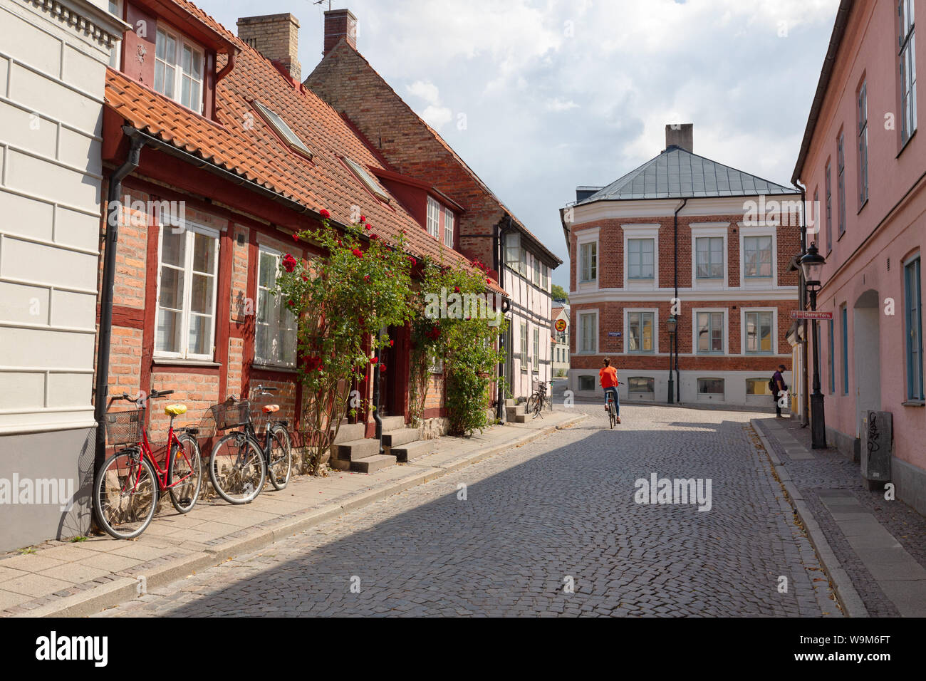 Lund Sweden; Street scene in the city centre with bikes, Lund, Sweden ...