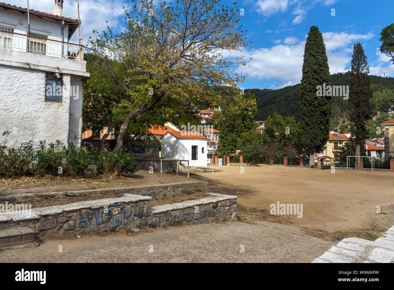 XANTHI, GREECE - SEPTEMBER 23, 2017: Panorama with Street and old ...