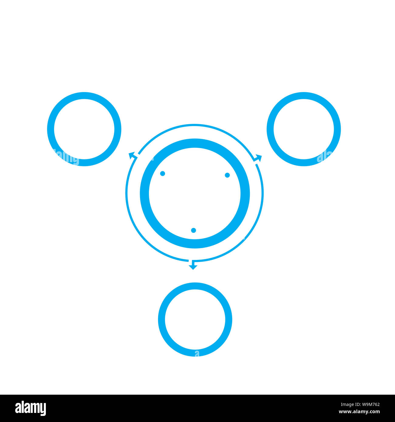 Template for infographics on 3 positions. Circles arranged in a circle ...