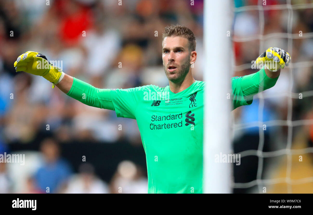 Liverpool goalkeeper Adrian during the UEFA Super Cup Final at Besiktas ...