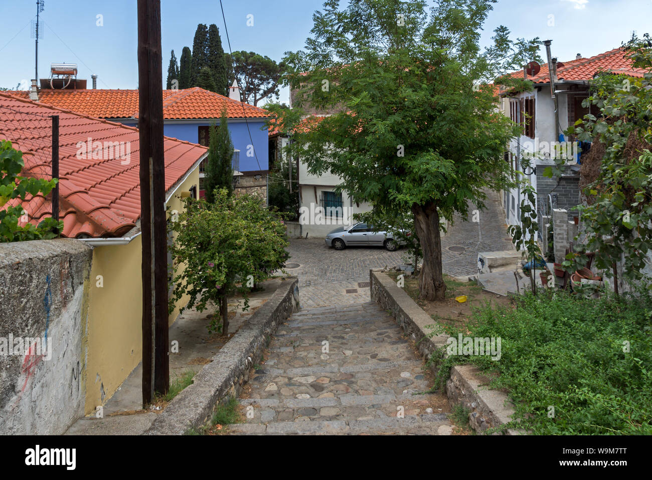 XANTHI, GREECE - SEPTEMBER 23, 2017: Panorama with Street and old ...
