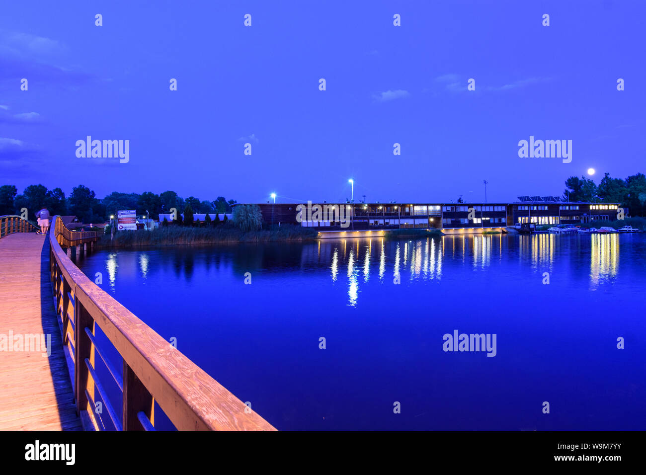 Wien, Vienna: oxbow lake Alte Donau (Old Danube), bridge Polizeisteg ...